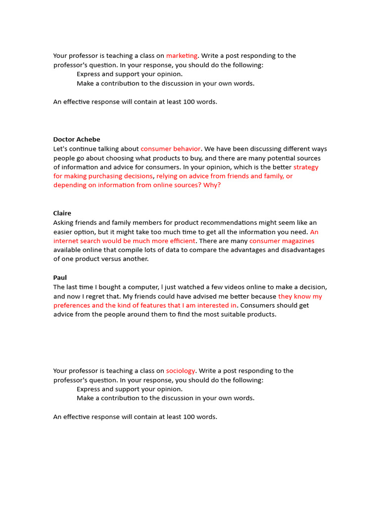 Gavin TOEFL Academic Discussion Class | PDF