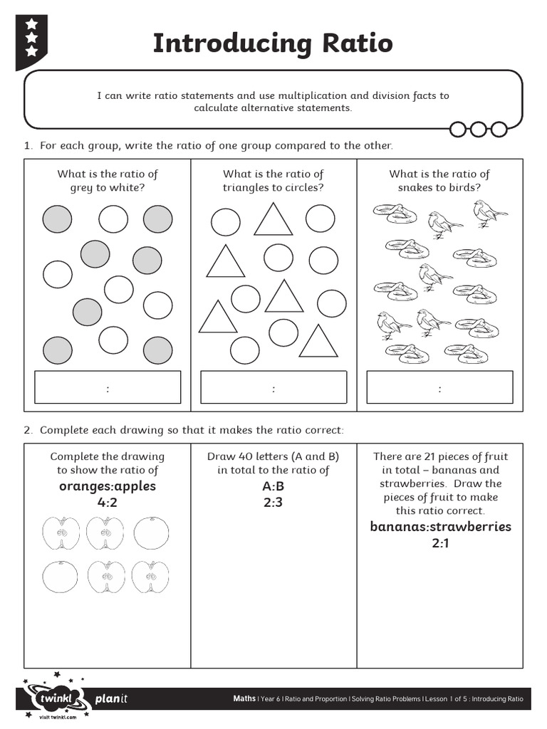 A1 Grade 5 - Ratio Introduction | PDF | Ratio | Elementary Mathematics
