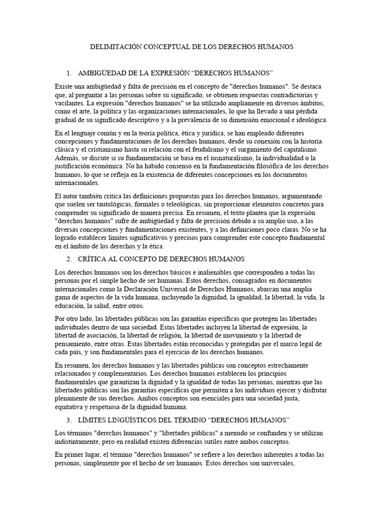 Delimitación Conceptual de Los Derechos Humanos | PDF | Derechos humanos | Libertad