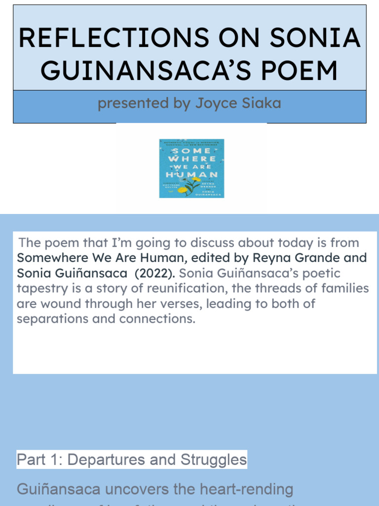 Reflections On Sonia Guinansaca's Poem | PDF