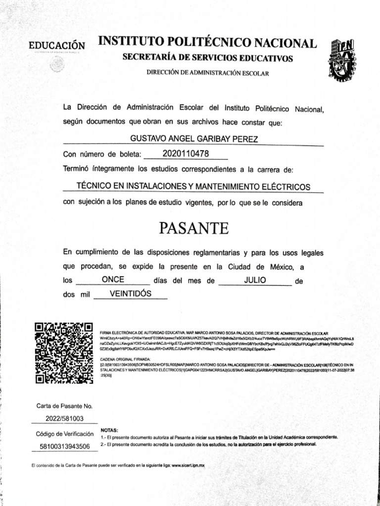 Carta de Pasante | PDF