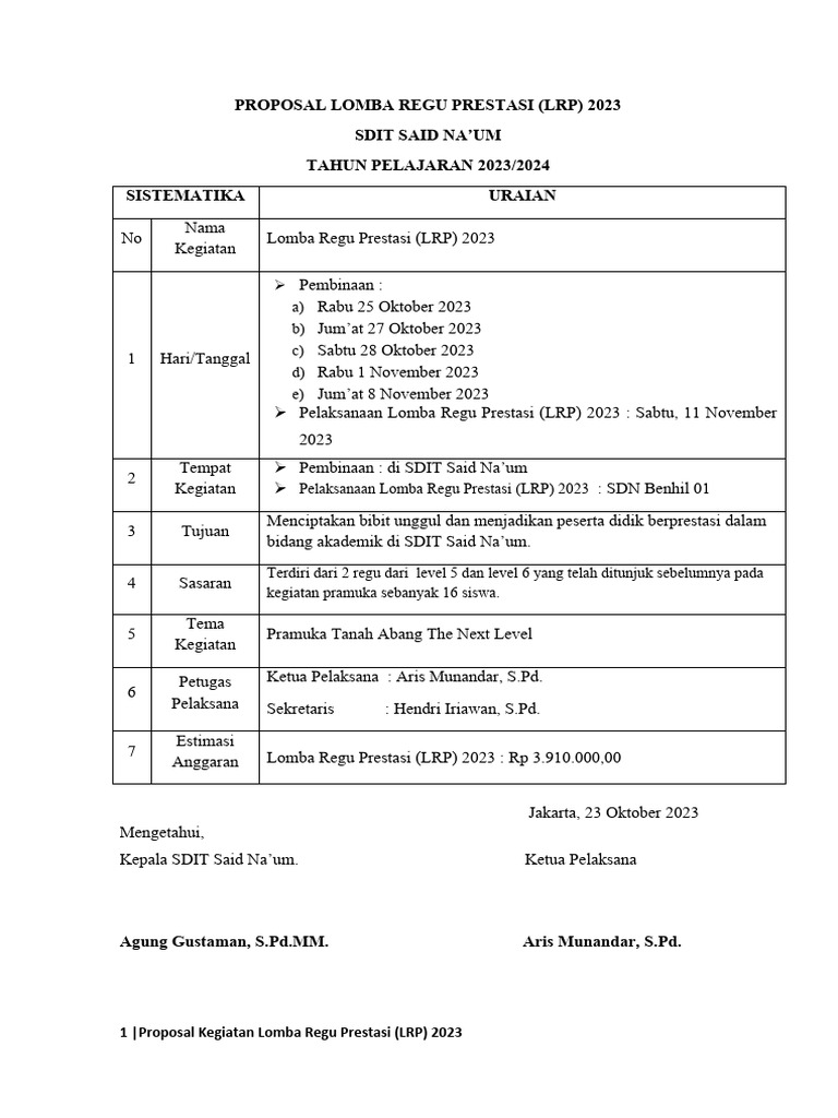 Proposal LRP 2023 | PDF