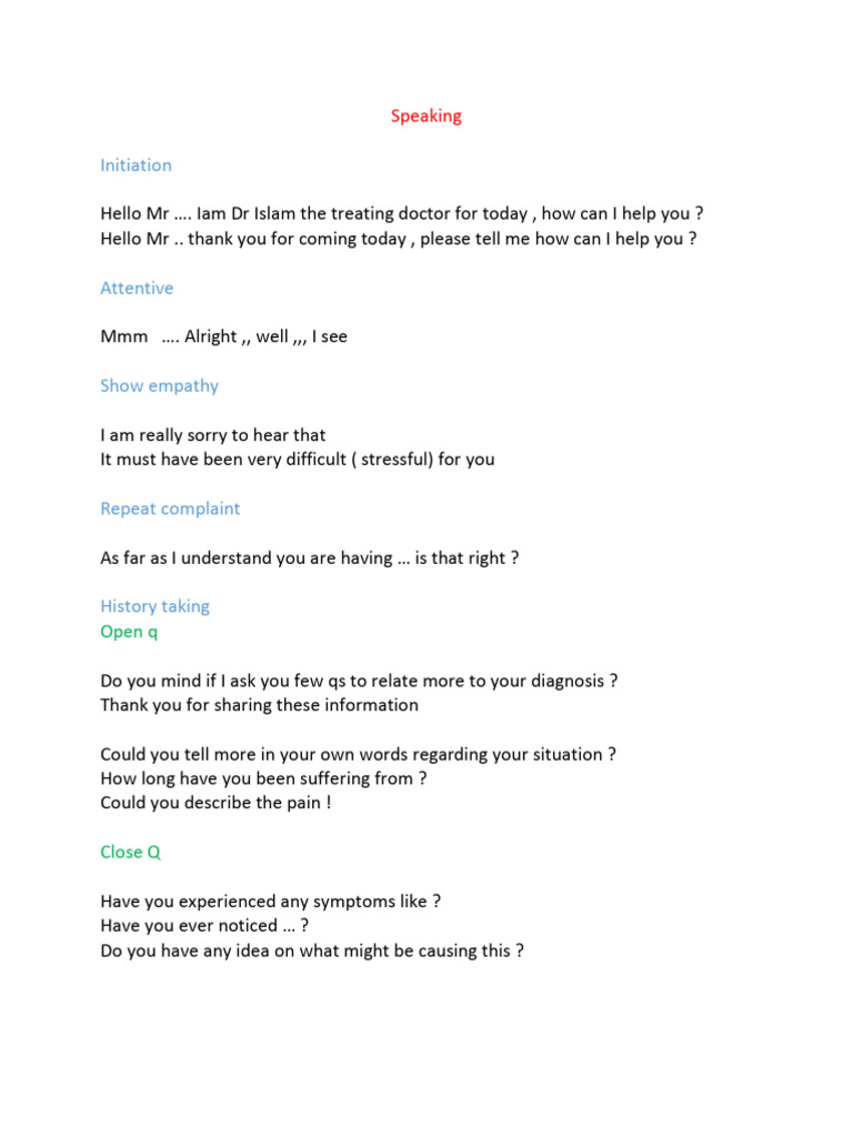 Speaking OET 2.0 Made Easy - Docx Version 1 | PDF | Medicine | Causes Of Death