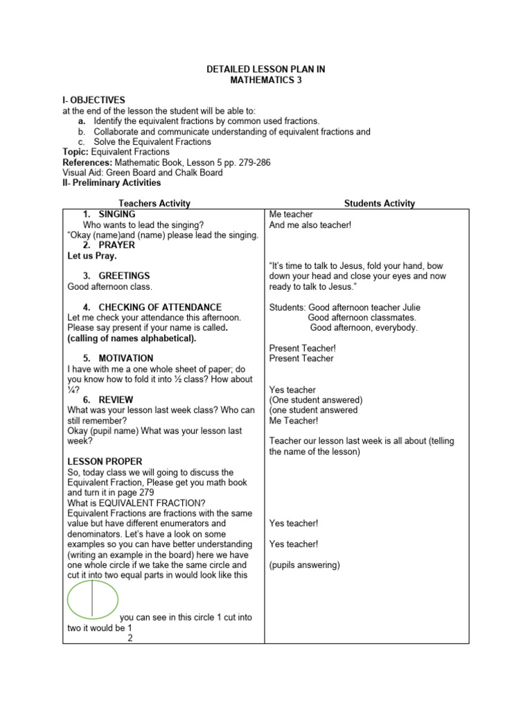 DETAILED LESSON PLAN IN Math 3 | PDF | Human Communication