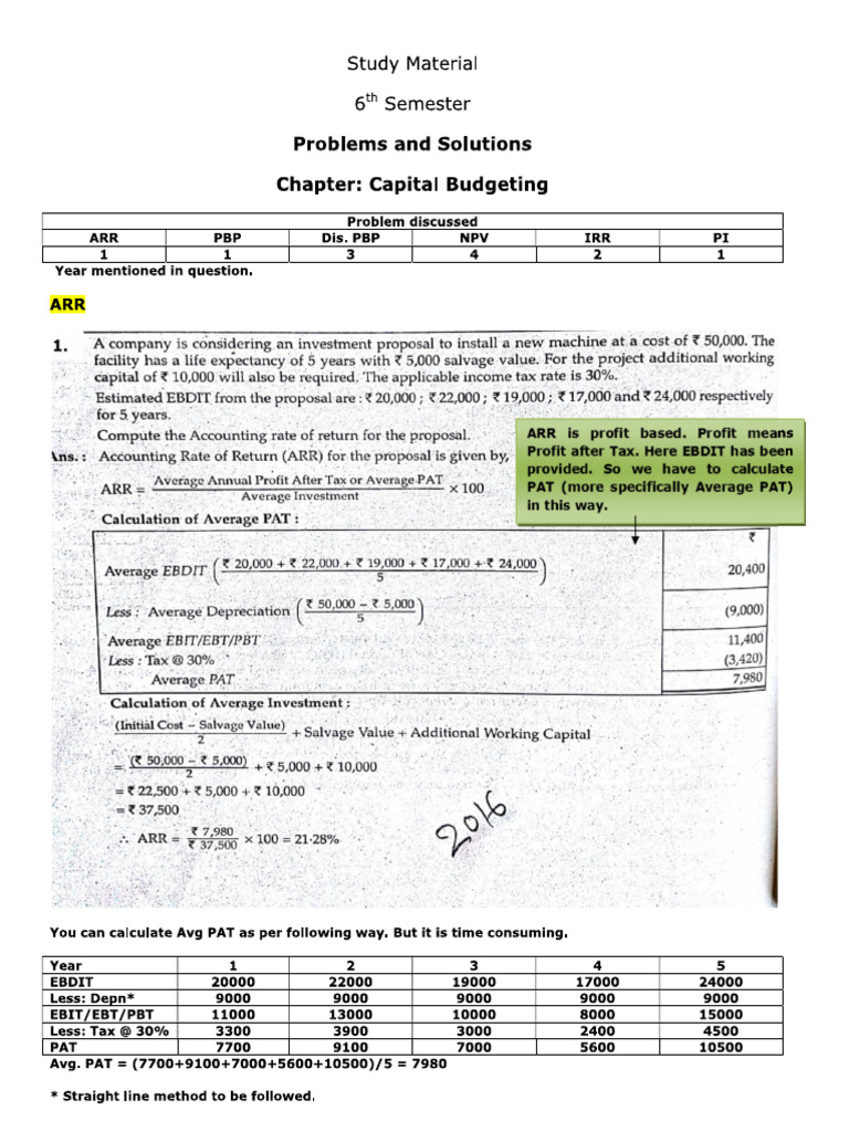 FM-Problems-Solution-Capital-Budgeting-SG (1) | PDF