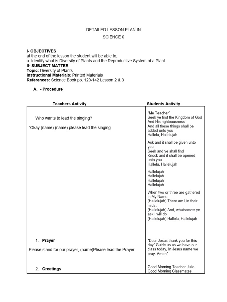 Detailed Lesson Plan in | PDF | Flowers | Pollination