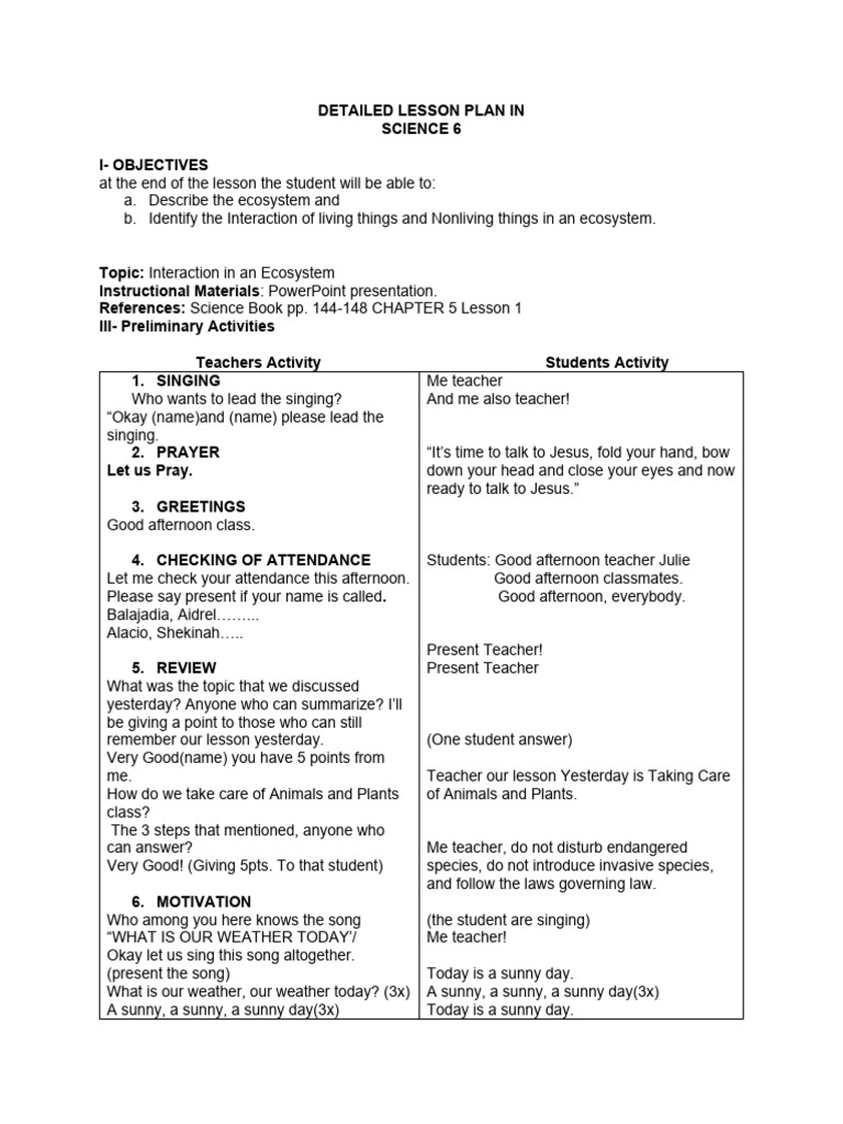 Science 6 Lesson Plan: Ecosystem Interactions | PDF | Tropics | Rainforest