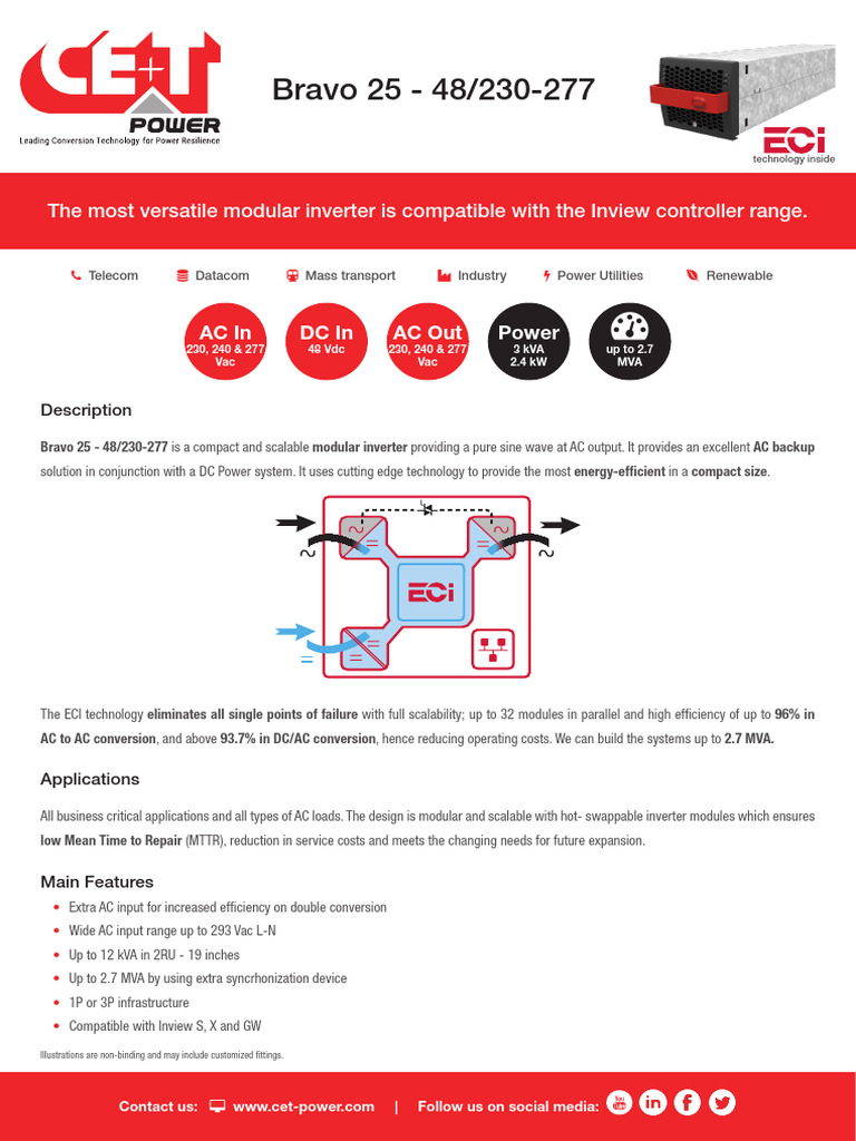 CET - Datasheet - Bravo 25 | PDF