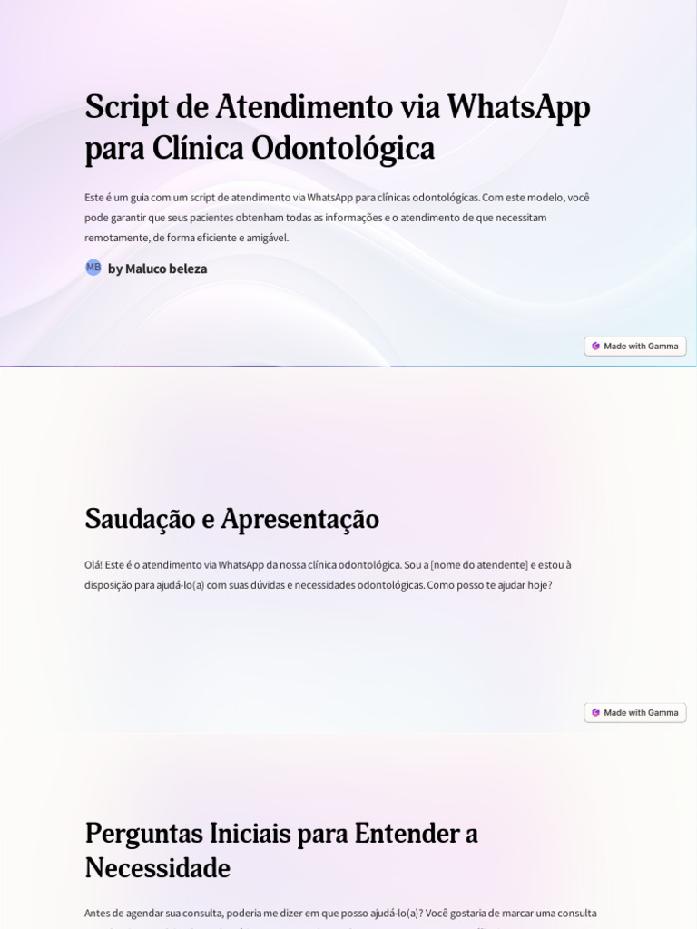 Script Clinica Odonto | PDF
