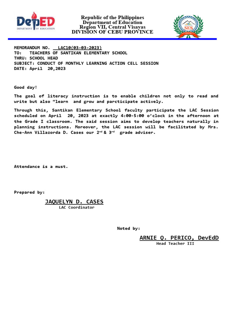 LAC-REPORT April 20 | PDF | Teachers | Learning