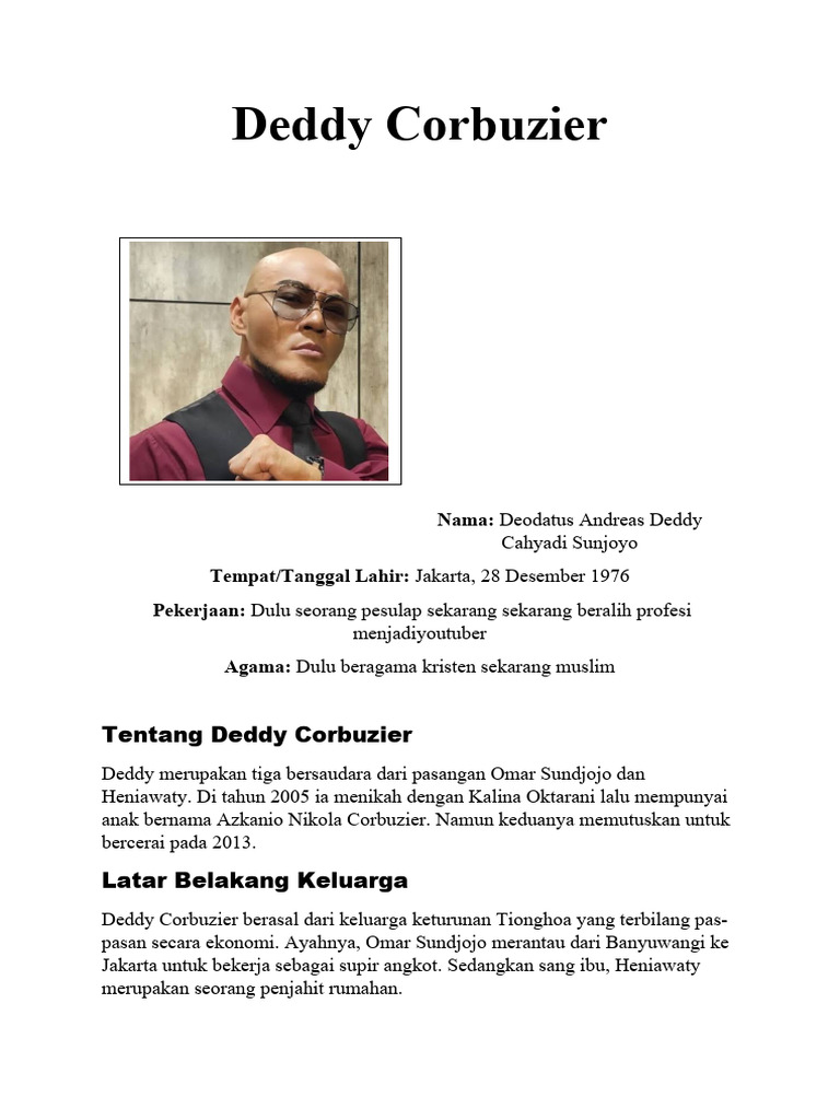 Biografi Deddy Corbuzier | PDF