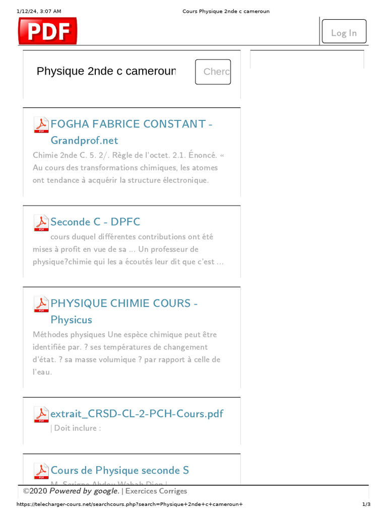 Cours Physique 2nde c Cameroun | PDF