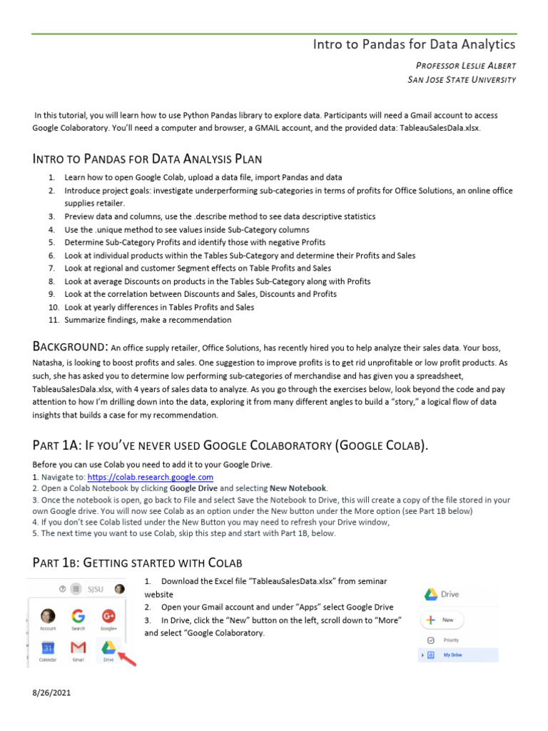 Intro To Pandas For Data Analytics Pdf Data Analysis Microsoft Excel 