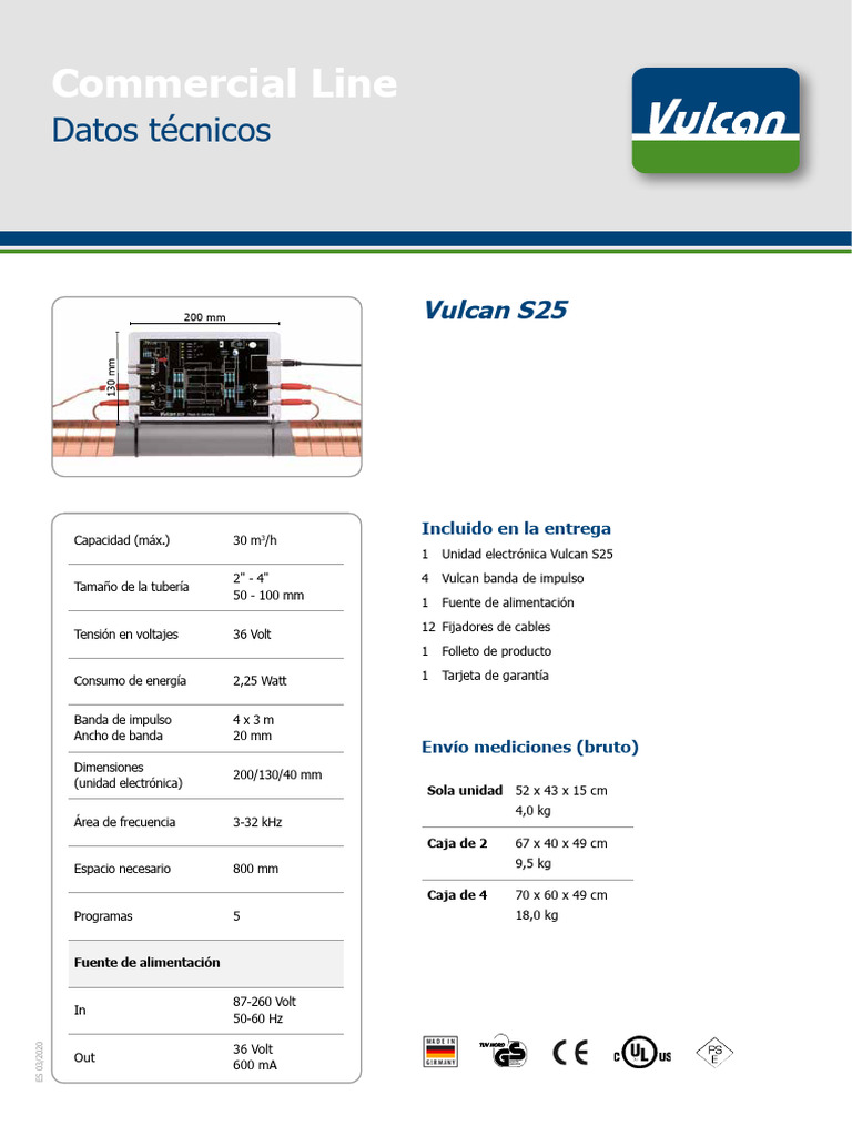 Especificaciones del Vulcan S25 | PDF