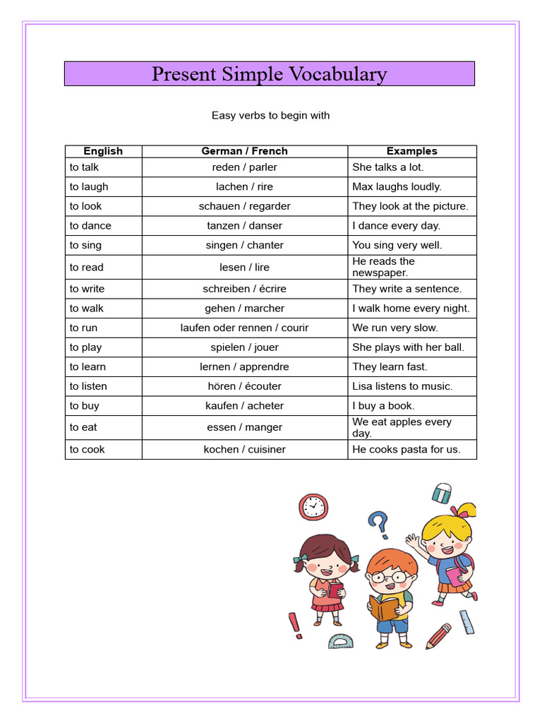 Present Simple Vocabulary 1 | PDF