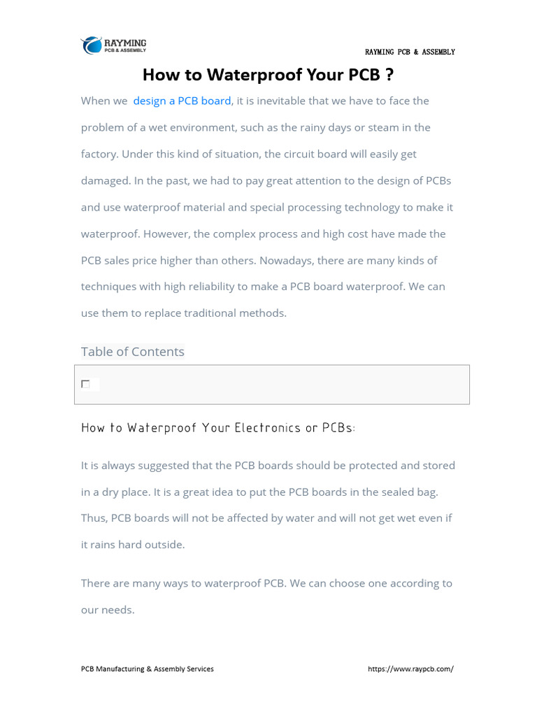 How To Waterproof Your PCB | PDF | Printed Circuit Board | Coating