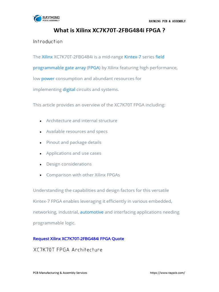 What Is Xilinx Xc7k70t-2fbg484i Fpga | PDF | Computers