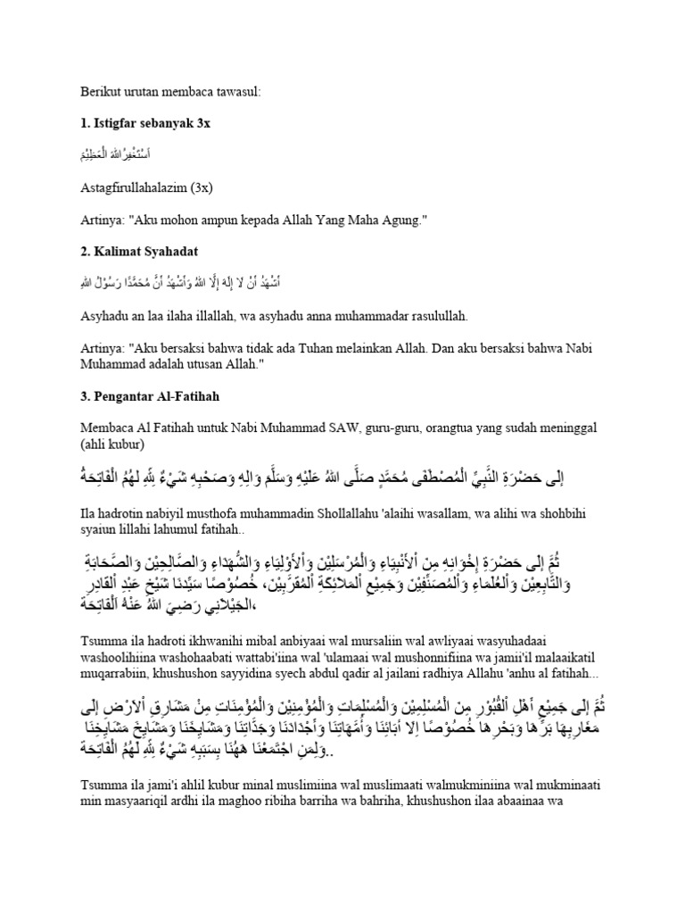 Berikut Urutan Membaca Tawasul | PDF