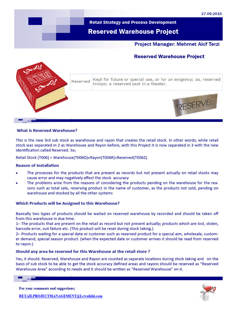 Reserved Warehouse Project | PDF | Warehouse | Retail