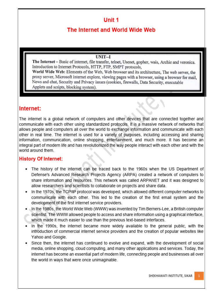 Web Unit 1st | PDF | File Transfer Protocol | World Wide Web