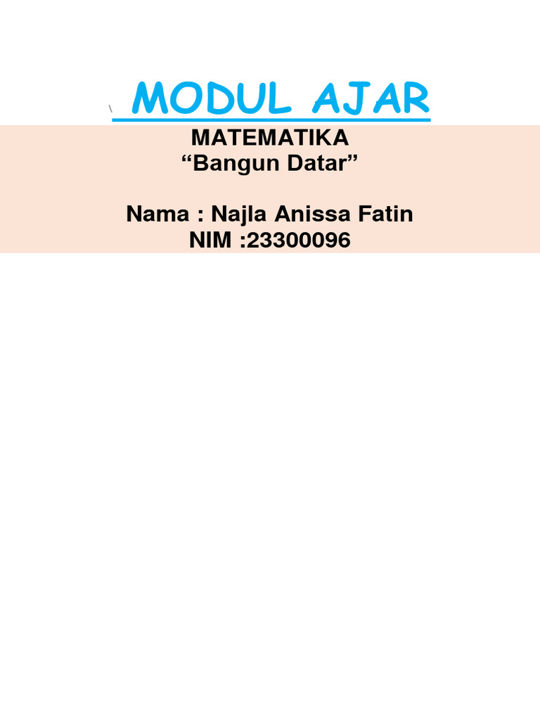 Modul Ajar SD: Bangun Datar | PDF