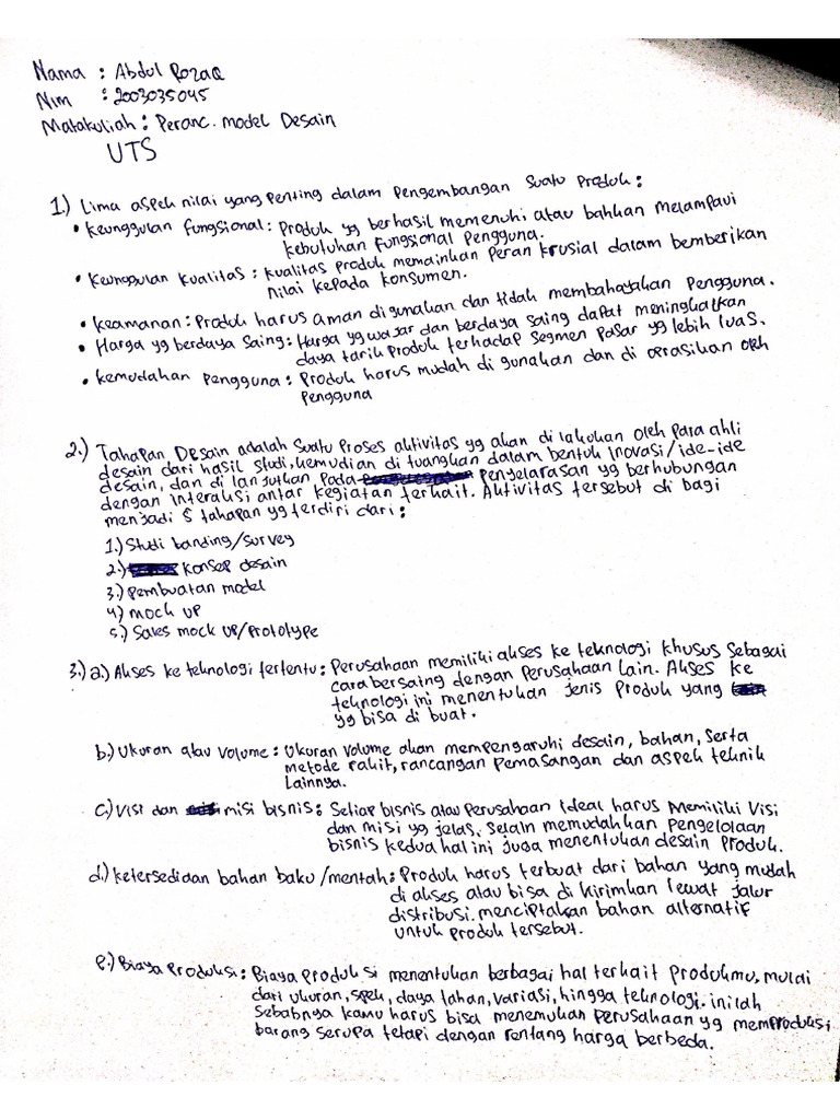 UTS Peranc. Model Desain 7A - Abdul Rozaq - 2003035045 | PDF