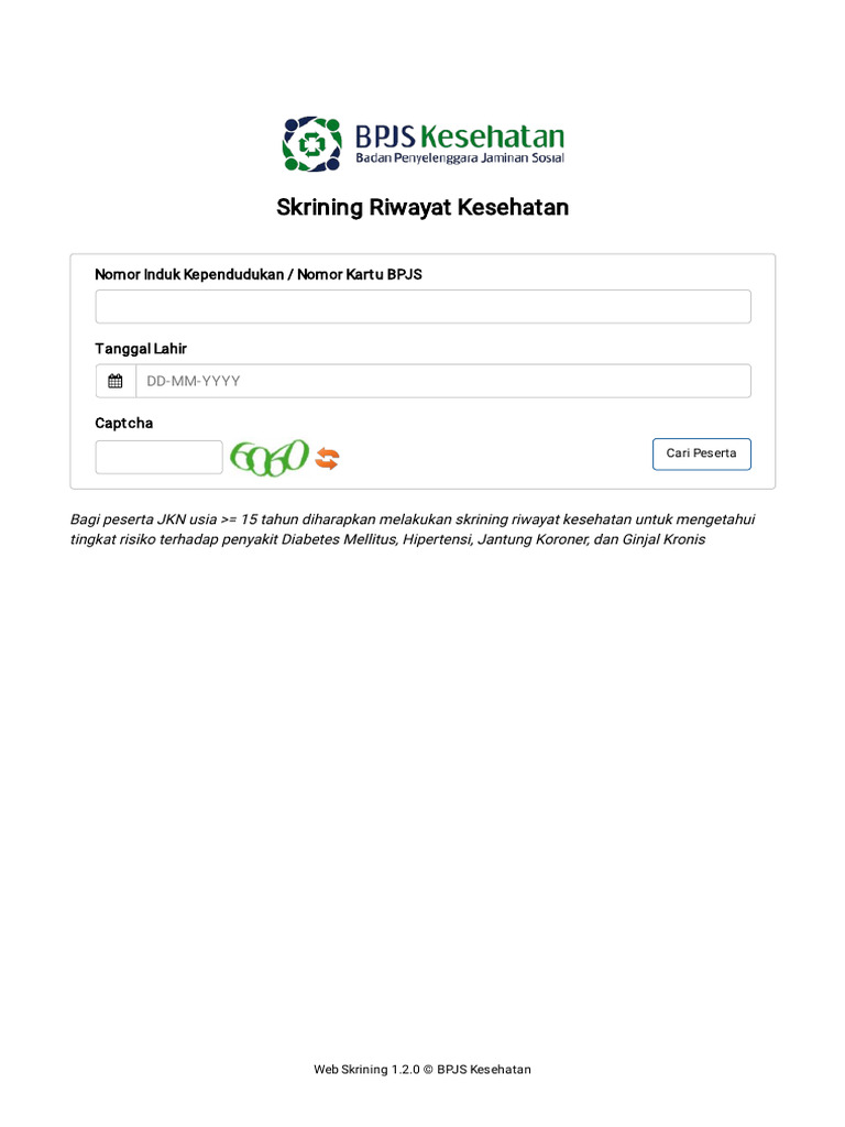 Web Skrining BPJS Kesehatan | PDF