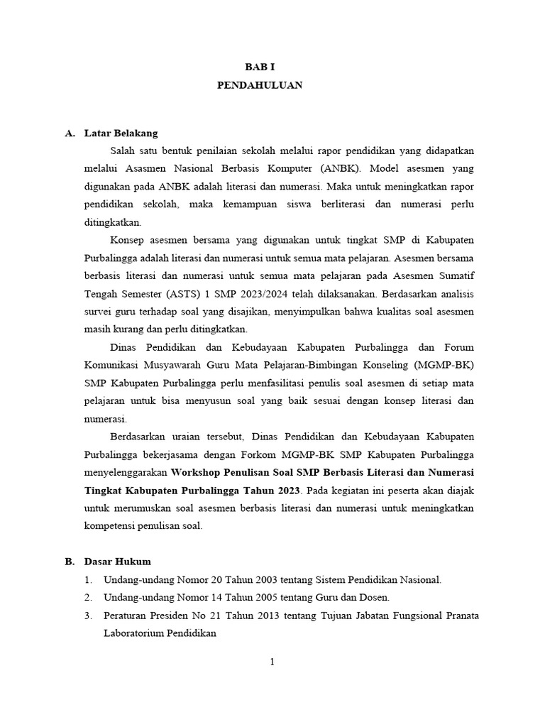 2 Isi Lap WS penyusunan soal litnum 2023 | PDF