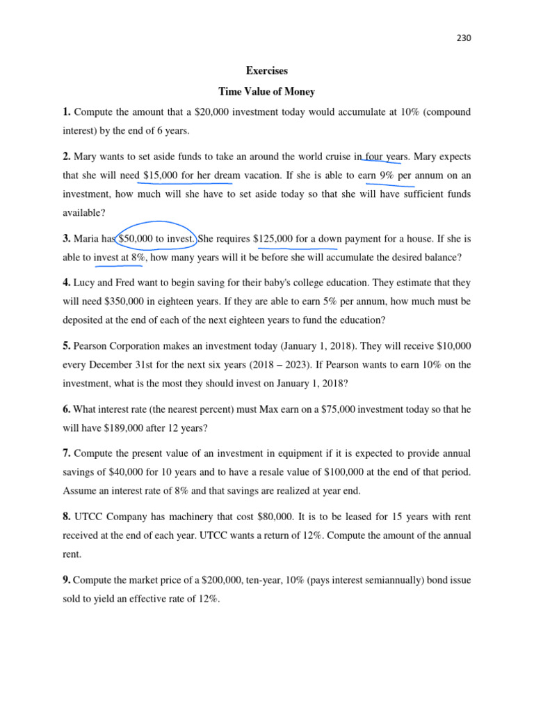 Exercises Chapter 8 Time Value of Money | PDF | Present Value | Interest Exercises Chapter 8 Time Value of Money | PDF | Present Value | Interest