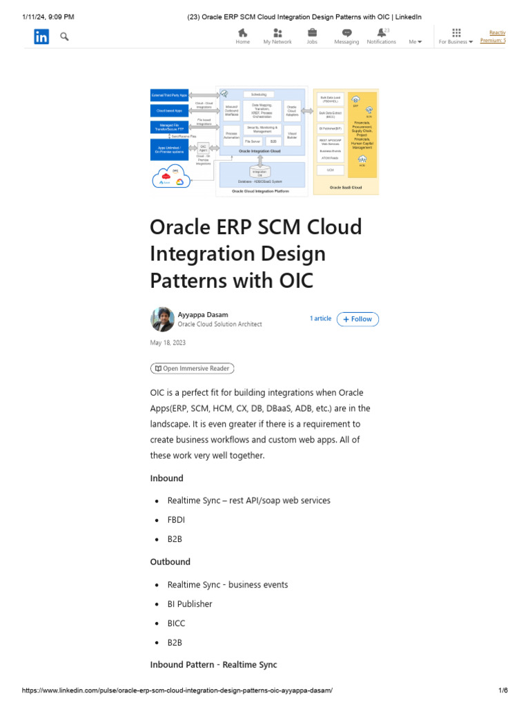 Oracle ERP SCM Cloud Integration Design Patterns with OIC | PDF | Enterprise Resource Planning ...