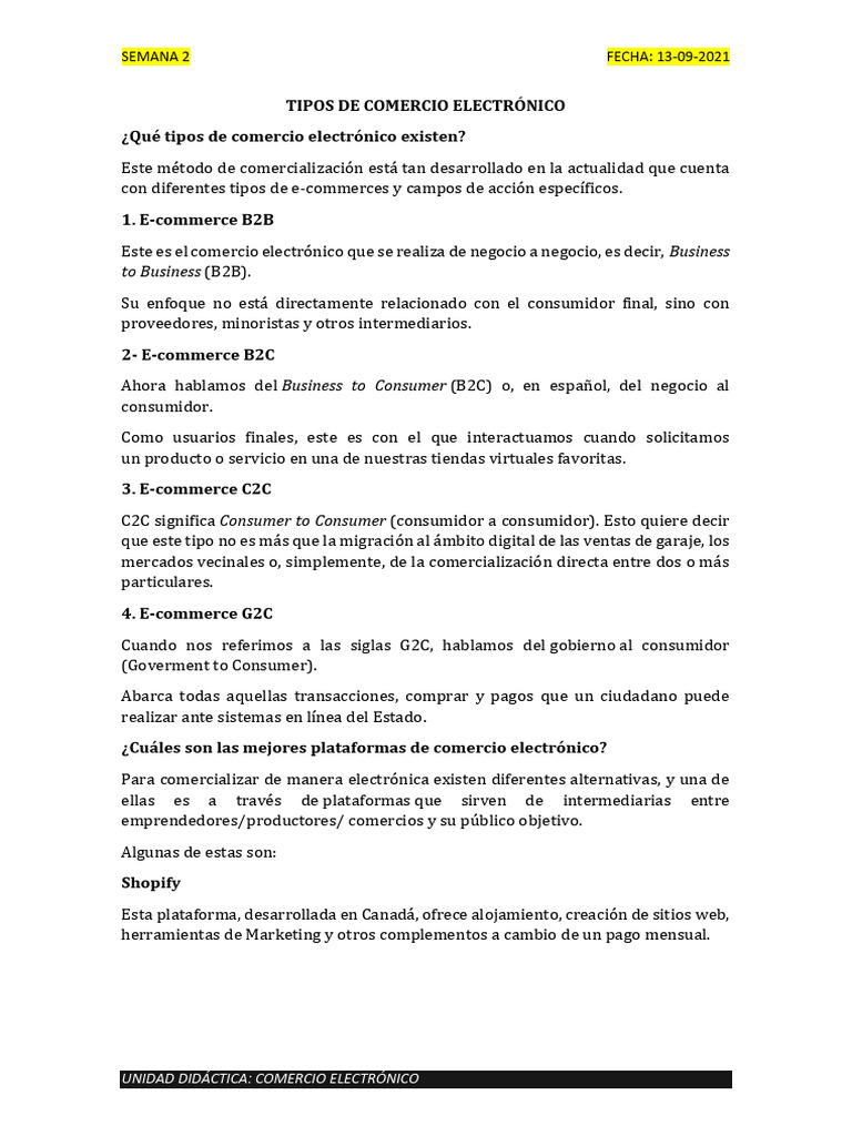 Tipos de Comercio Electrónico Explicados | PDF | Negocios | Informática