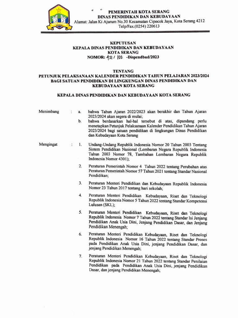 SK KALPENDIK Kota Serang 2023 | PDF