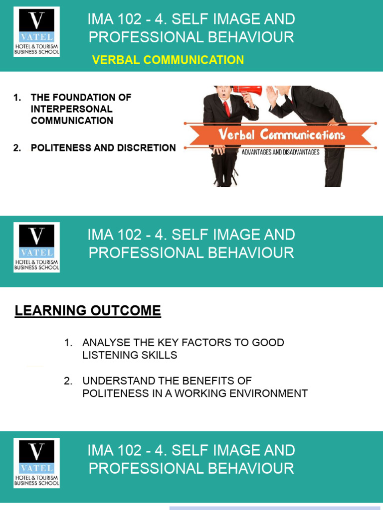 Lesson 4 - Verbal Communication | PDF | Communication | Social Psychology