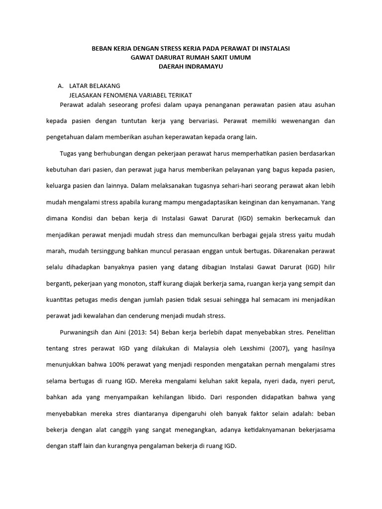 Pert 1 HUBUNGAN ANTARA BEBAN KERJA DENGAN STRESS KERJA PADA PERAWAT 10 Nov 2023 | PDF