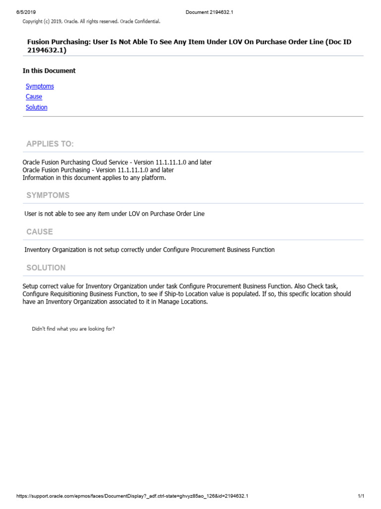 Unable To Select Item Under LOV On Purchase Order Line | PDF Unable To Select Item Under LOV On Purchase Order Line | PDF