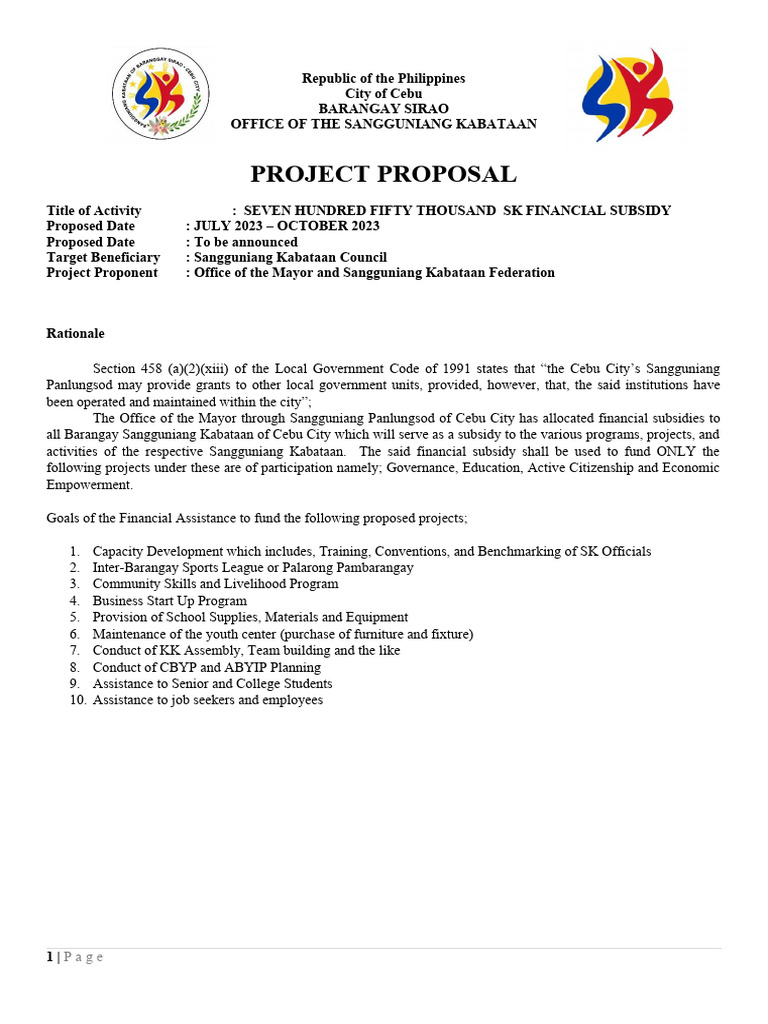 1M 2023 Project Proposal | PDF | Government