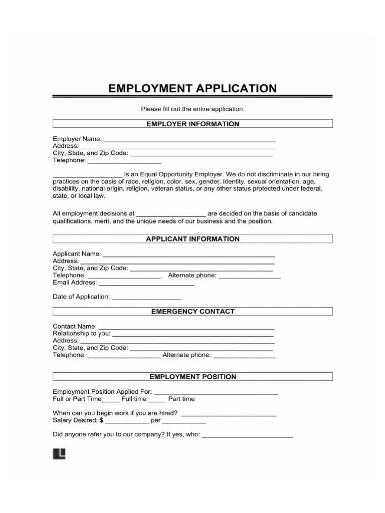 Employment Application Form | PDF