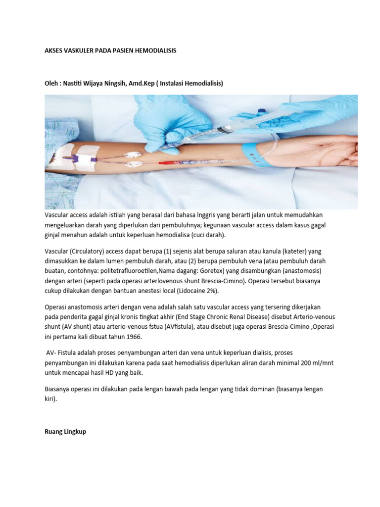 Akses Vaskuler Permanen Pada Pasien HD | PDF