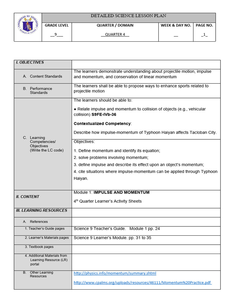 DLP Impulse Contex | PDF | Momentum | Velocity