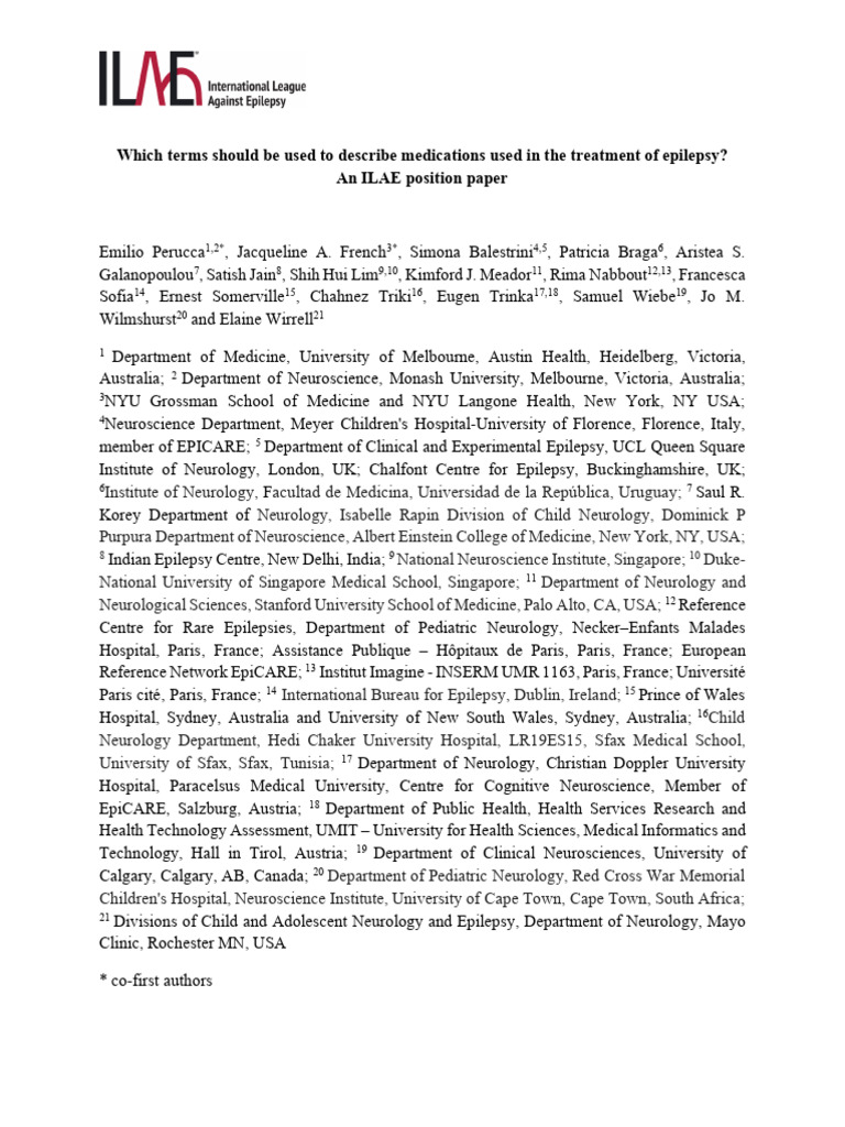 Terms To Describe Medications Used in The Treatment of Epilepsy - Draft | PDF | Epilepsy ...