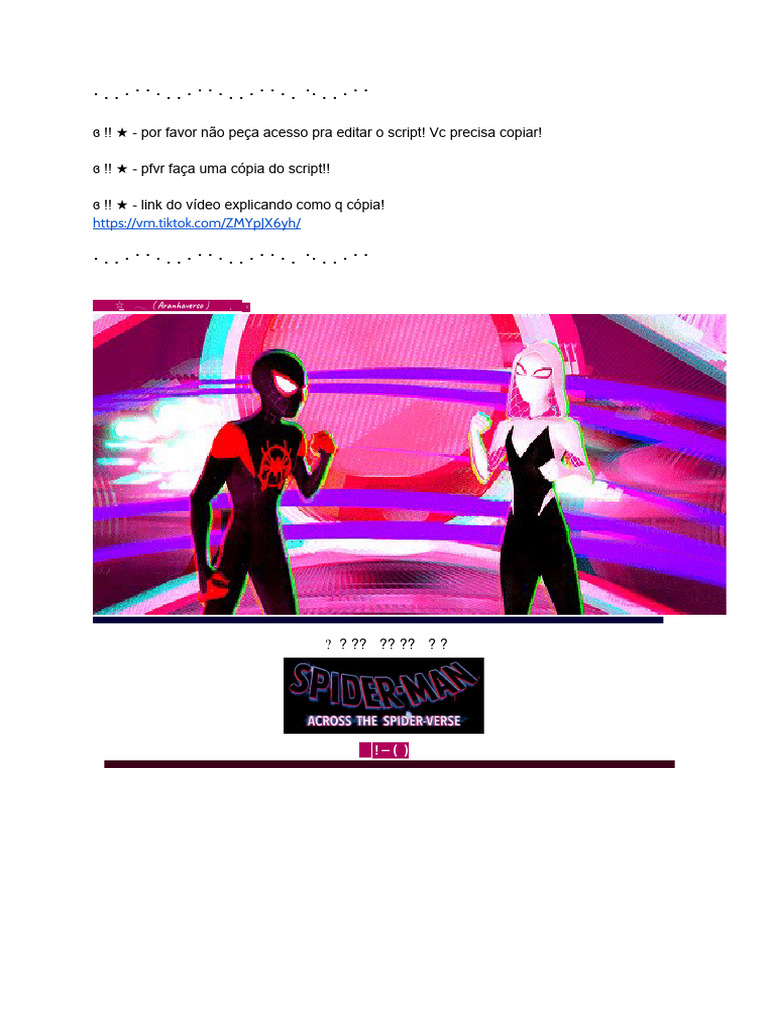 !? Script de Aranhaverso | PDF | Roupas | Imortalidade