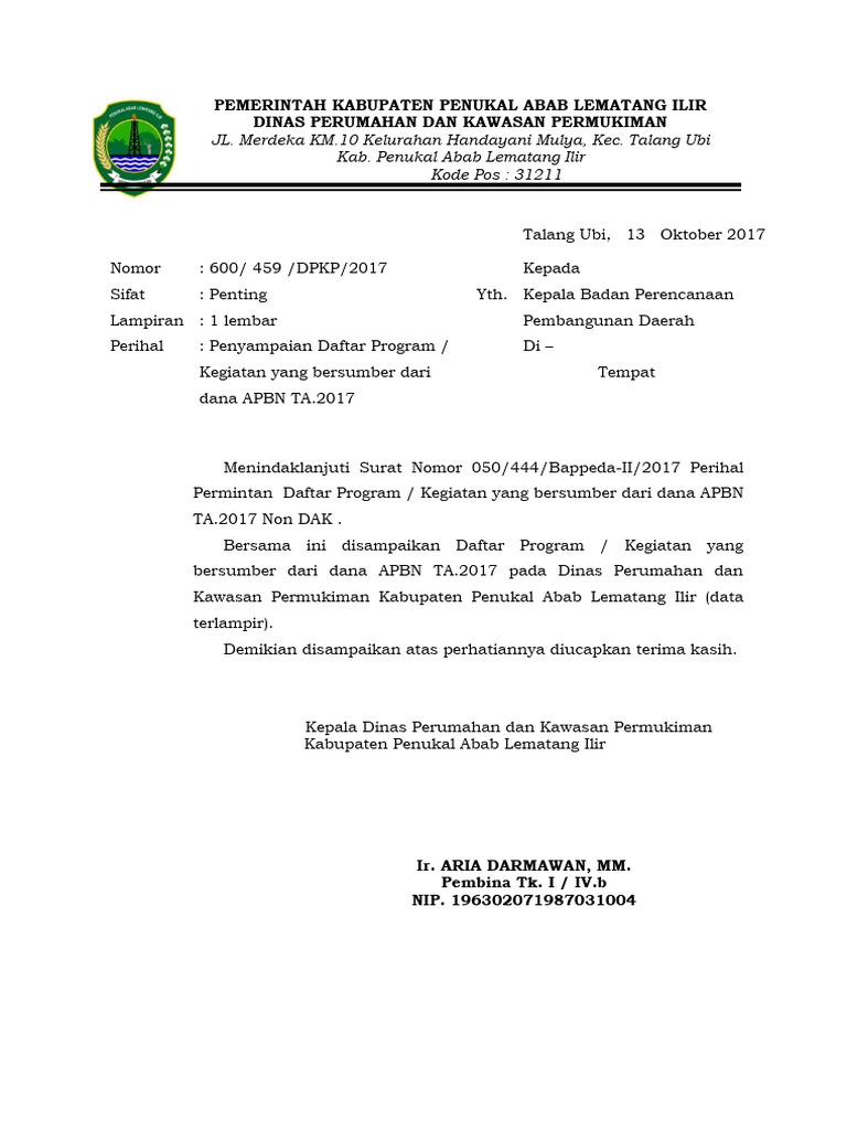 Surat Balasan Ke Bappeda | PDF