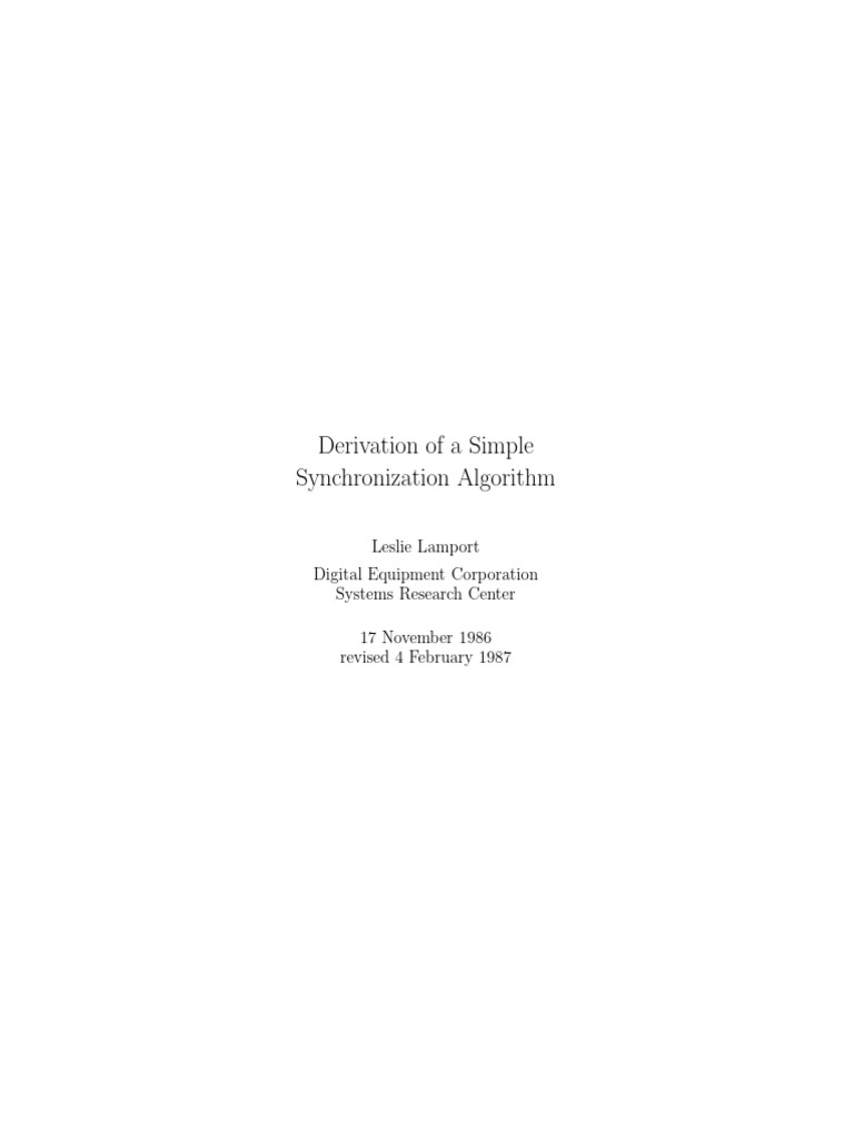 Derivation-of-a-Simple-Synchronization-Algorithm (1) | PDF Derivation-of-a-Simple-Synchronization-Algorithm (1) | PDF