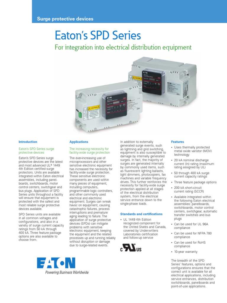 Eaton SPD Integrated Brochure PA01005003E | PDF | Electric Power ...