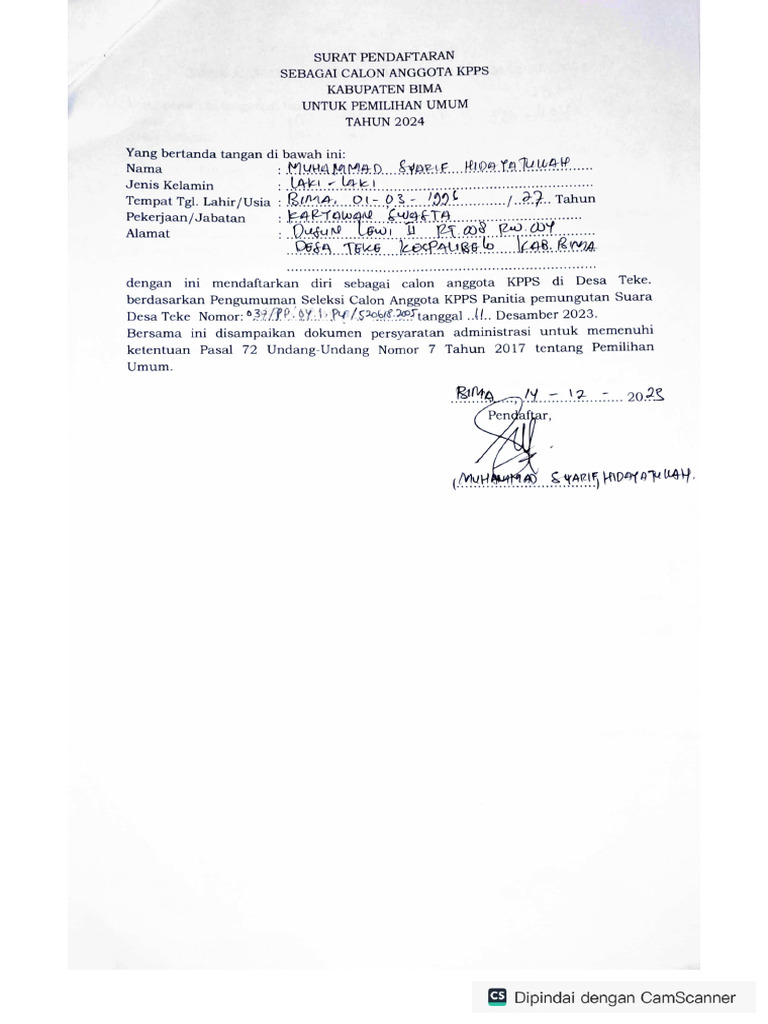 Surat Pendaftaran | PDF