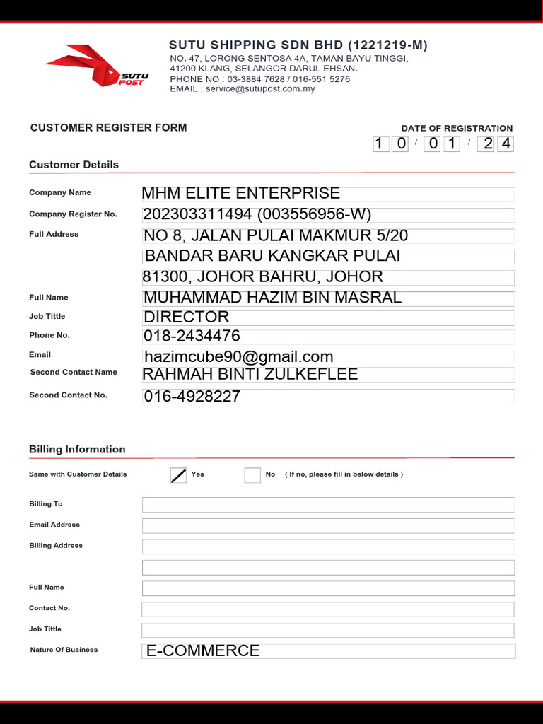 Shipping - Register Form | PDF | Rechargeable Battery | Battery Charger