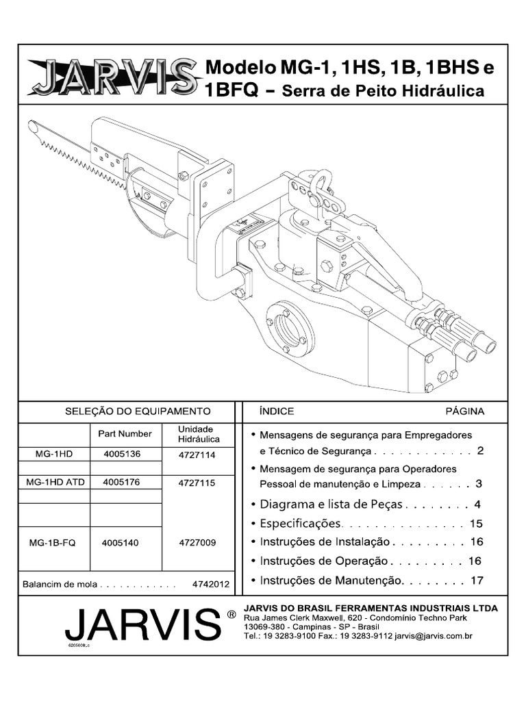JARVIS - MG1 - Serra de Peito Hidráulica | PDF