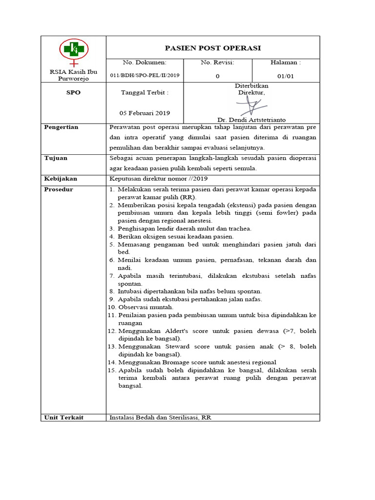 spo PASIEN POST OPERASI | PDF