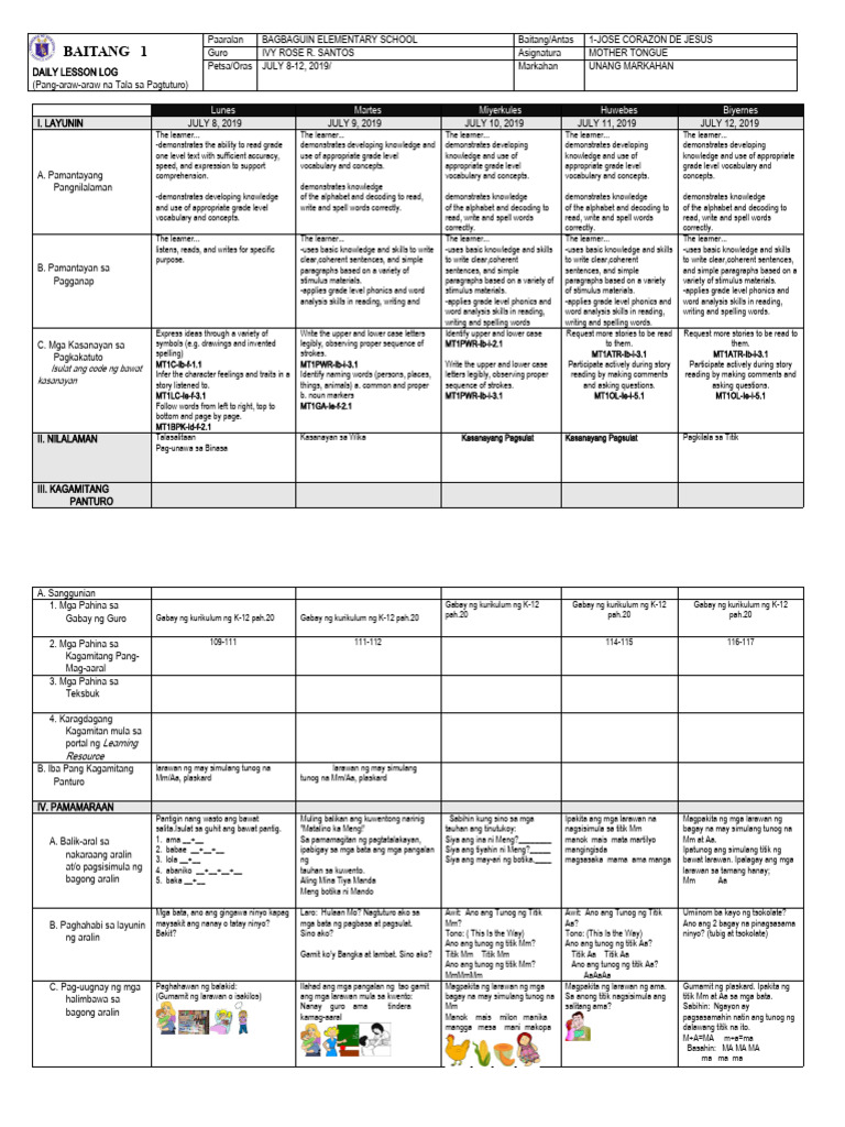 Week 6 QTR 1 MTB 1 | PDF | Phonics | Vocabulary