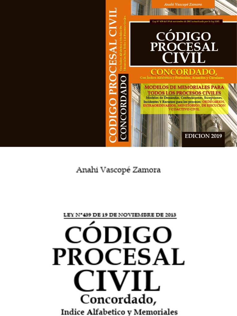 CODIGO PROCESAL CIVIL y Memoriales 2019 | PDF | Ley procesal | Jurisdicción